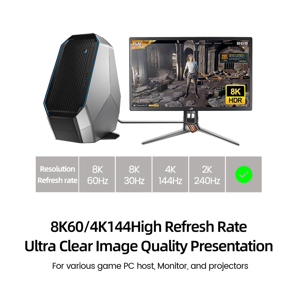 KING KABLE Active Optical Fiber DisplayPort1.4 Cable DP1.4 32Gbps 8K60